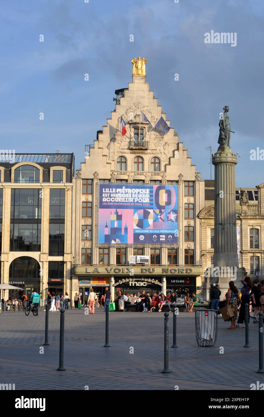 Lille, France 07-17-2024 banner for the olympic games at the Voix du ...
