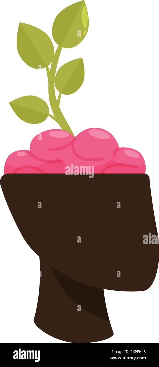 Human head silhouette with brain and plant growing from it hi-res stock ...