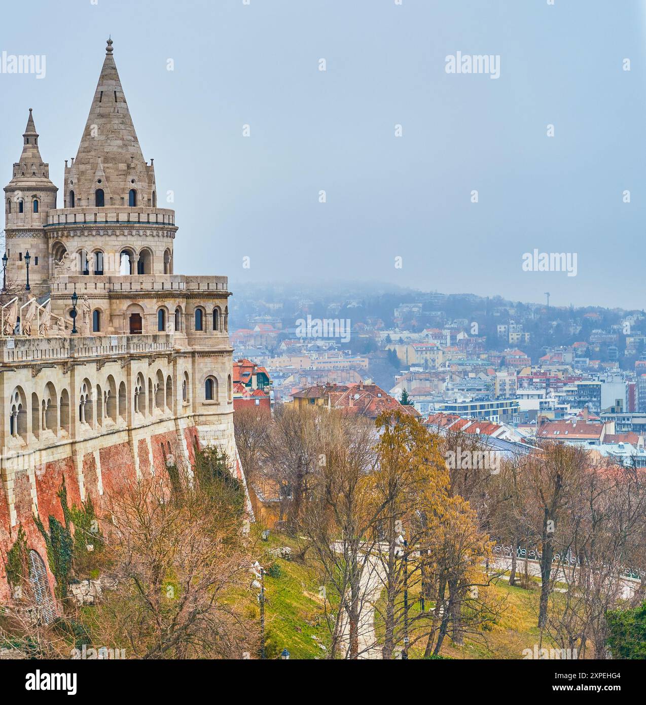 The stone towers of the Fisherman's Bastion, one of the most famous ...