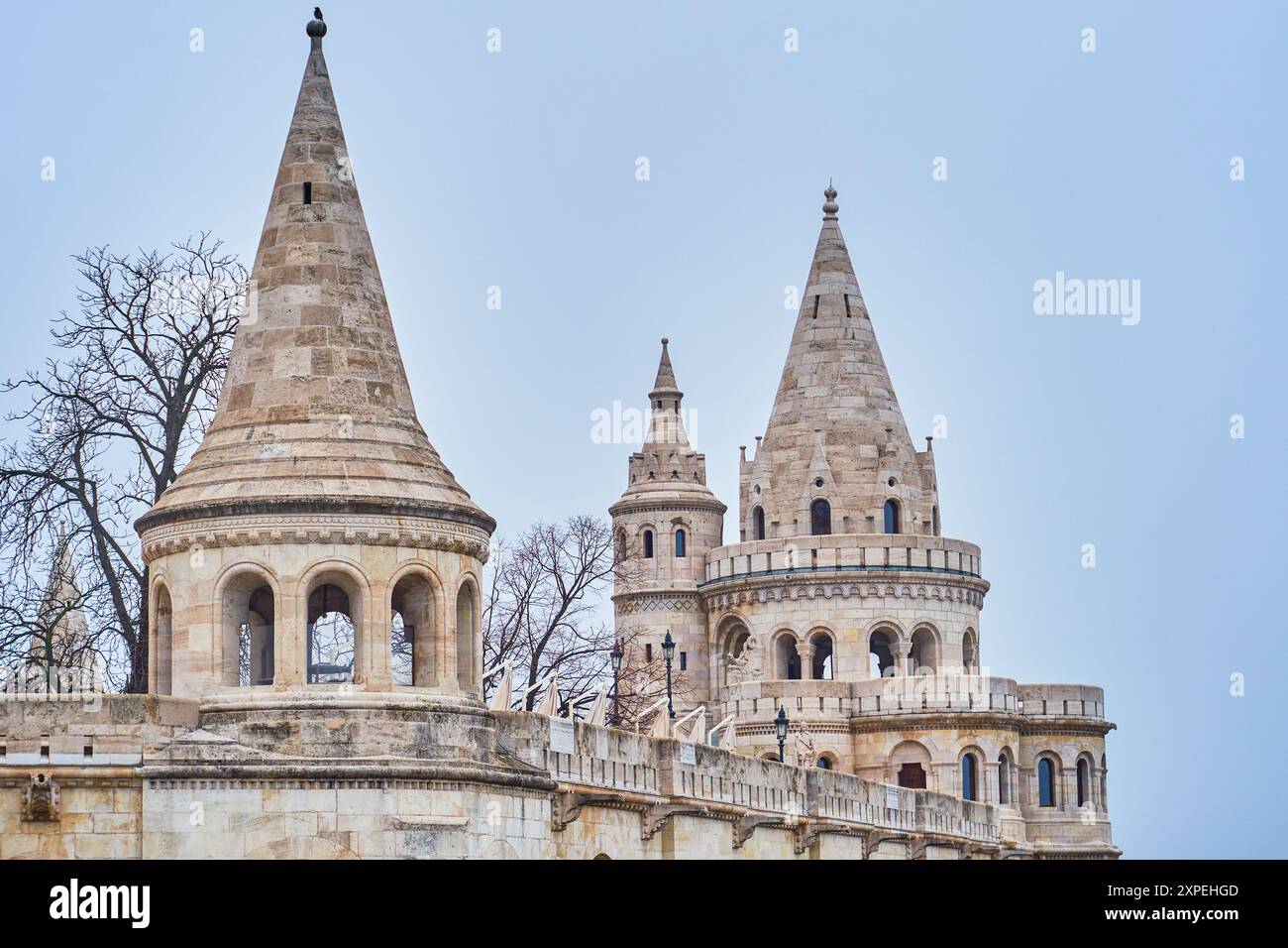 The stone towers of the Fisherman's Bastion, one of the most famous ...