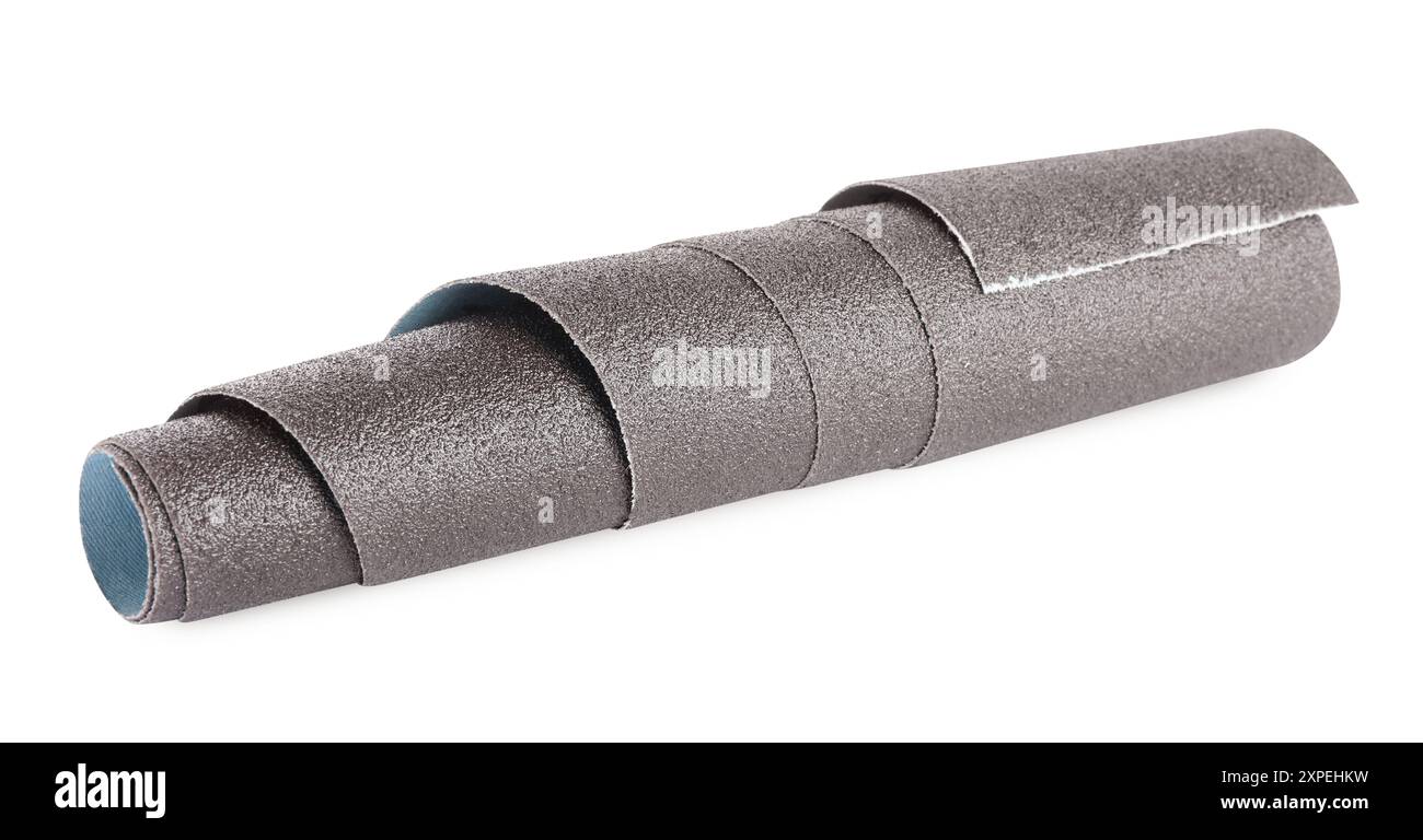 Rolled sheet of sandpaper isolated on white Stock Photo - Alamy
