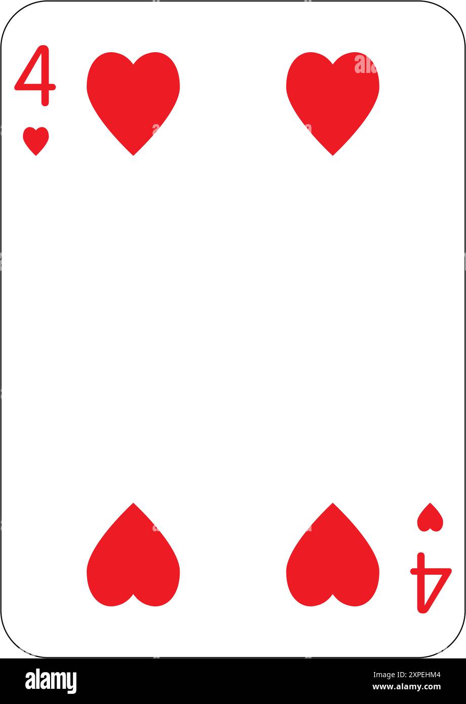 4 of hearts. One playing card, illustration Stock Photo - Alamy