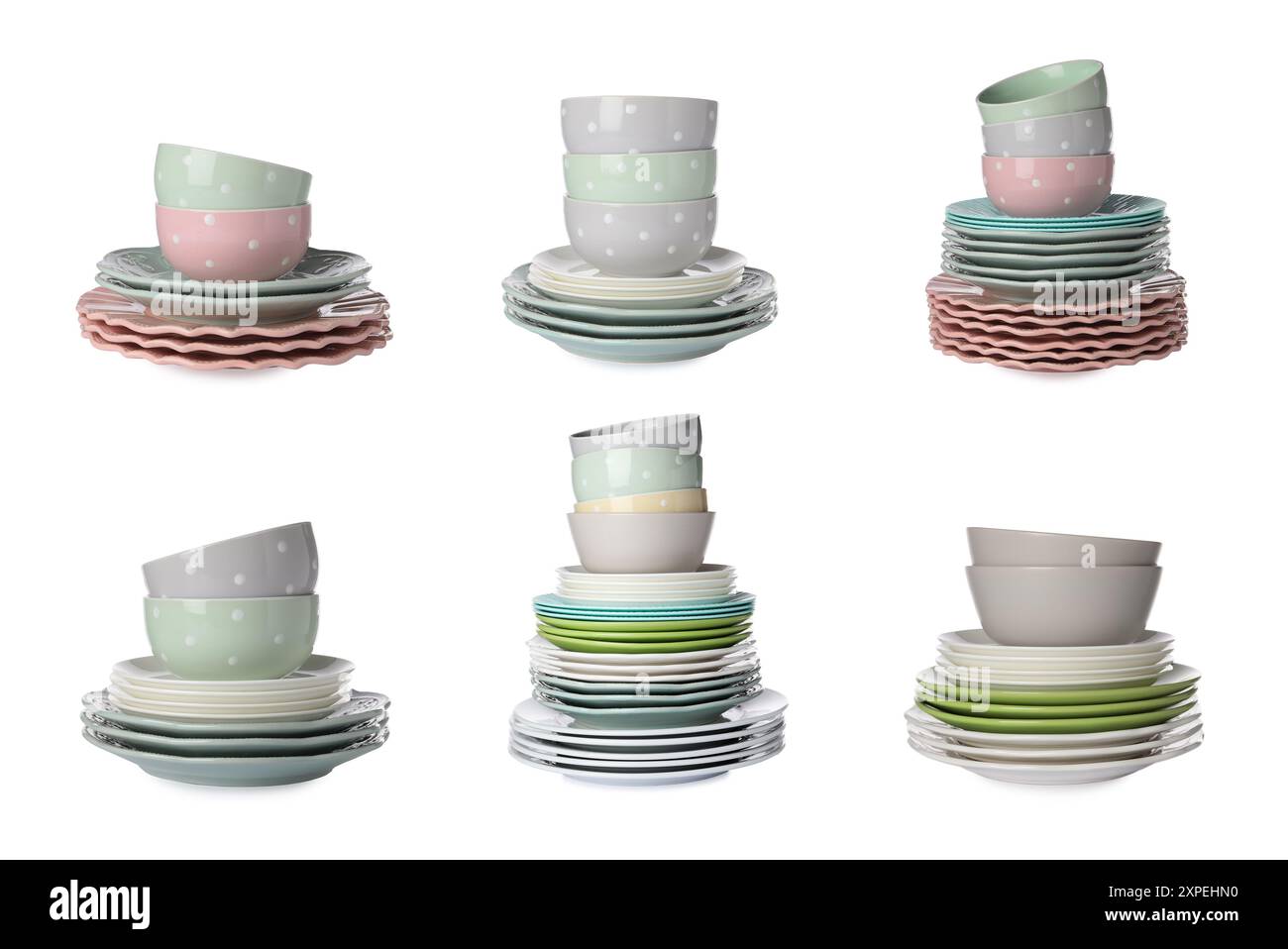 Set of different tableware isolated on white Stock Photo - Alamy