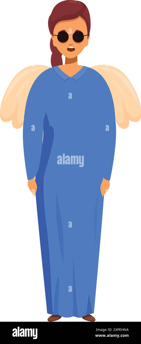 Guardian angel with sunglasses is standing and representing a concept ...