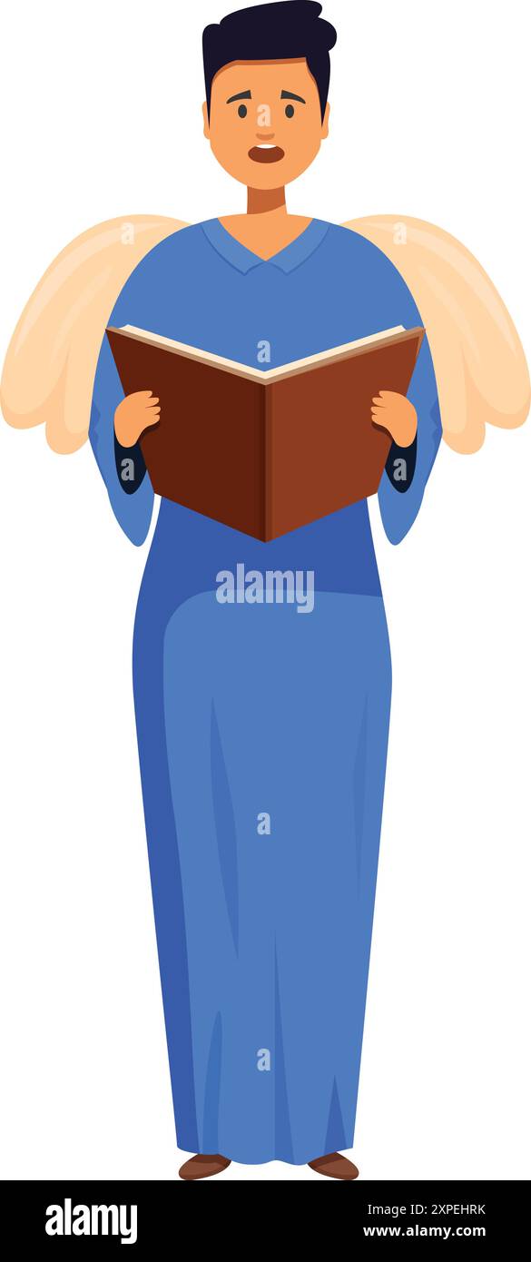 Choir singer is standing and singing a song from a book Stock Vector ...