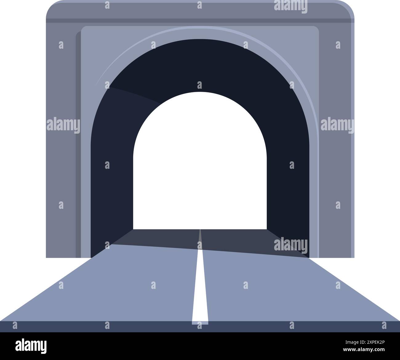 Illustration of empty asphalt road going through tunnel in mountain on ...