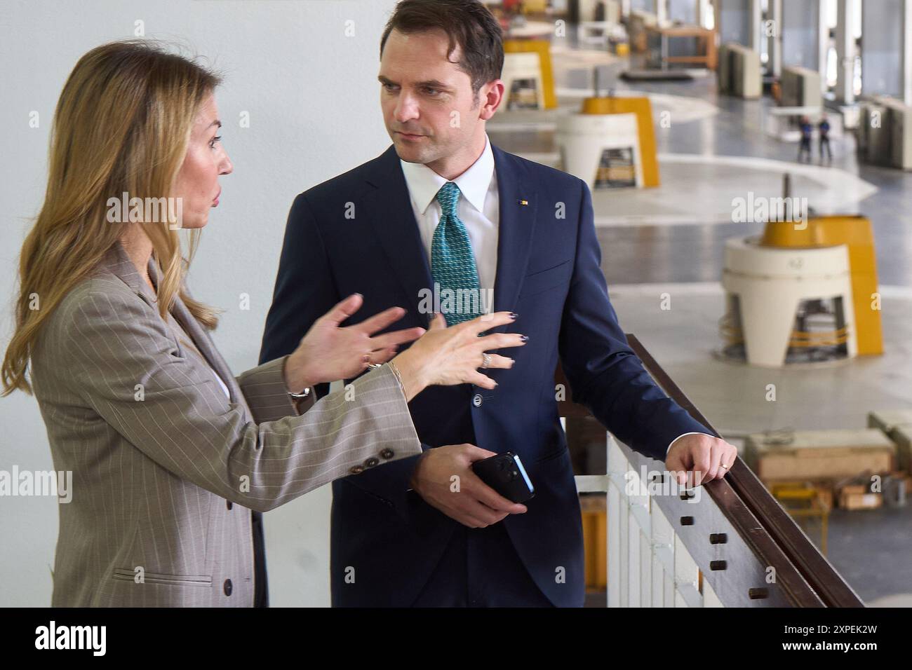 Novi Sip, Serbia. 5th Aug, 2024: Sebastian Burduja (R), Romanian ...