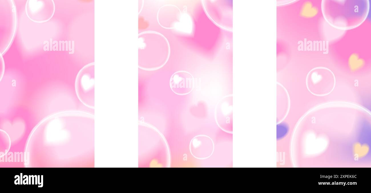 Cute y2k pink kawaii story background with bubbles and hearts. Stock ...