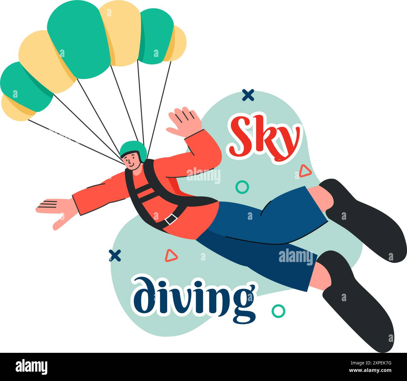 Skydiving Vector Illustration with Skydivers Use Parachutes and Sky ...
