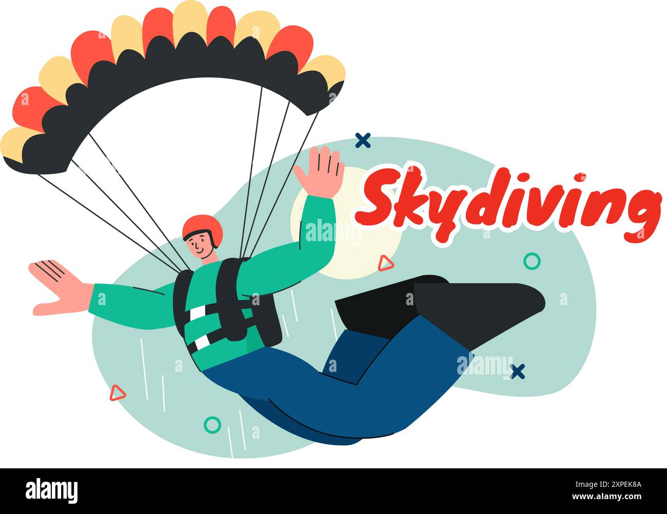 Skydiving Vector Illustration with Skydivers Use Parachutes and Sky ...