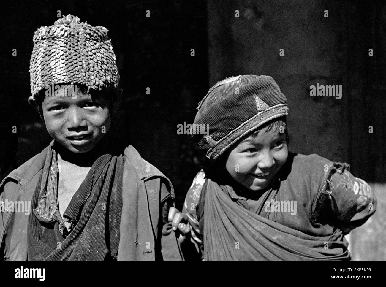 Two Nepali boys in the village of Siklis - Nepal Stock Photo - Alamy