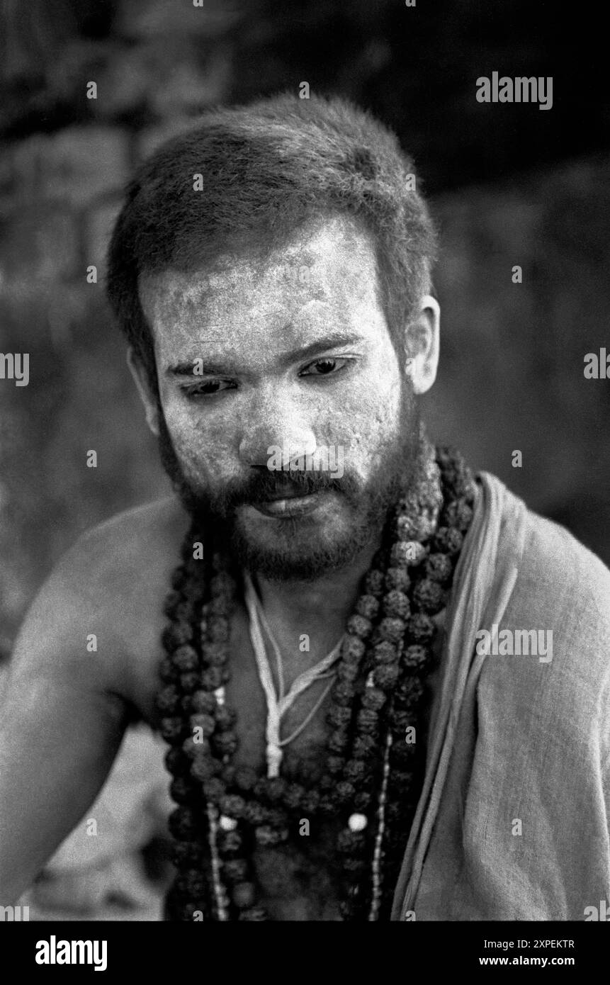 A Saddhu or Hindu Holy man wearing rudraksha beads at the Pashupati ...