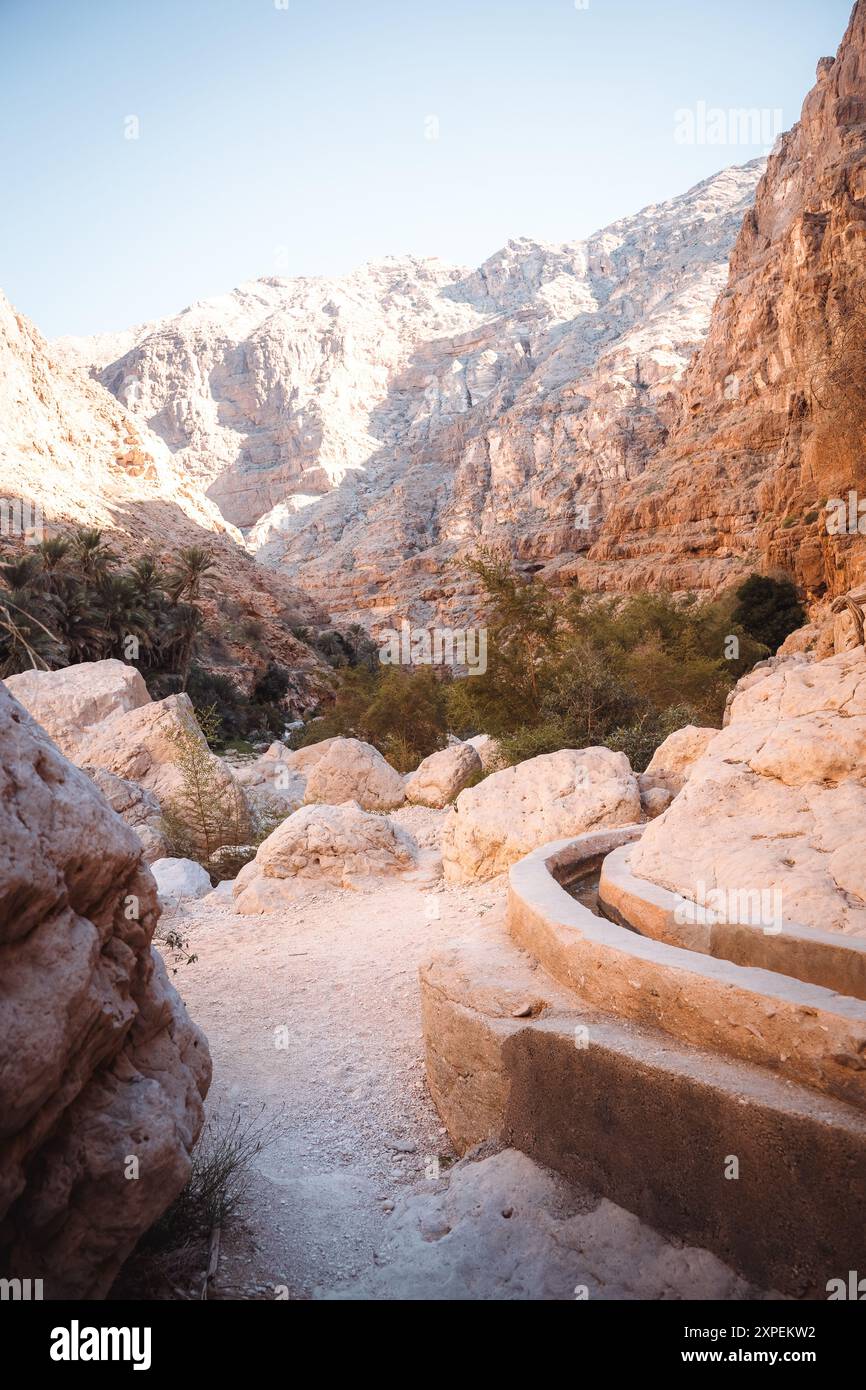 Wadi Shab, Canyon, valley, oasis with blue waters to swim close to ...