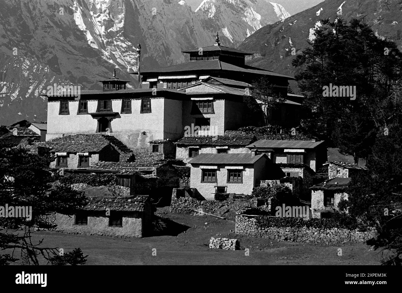 Tengboche Monastery as seen in 1988 before it burned down and was ...