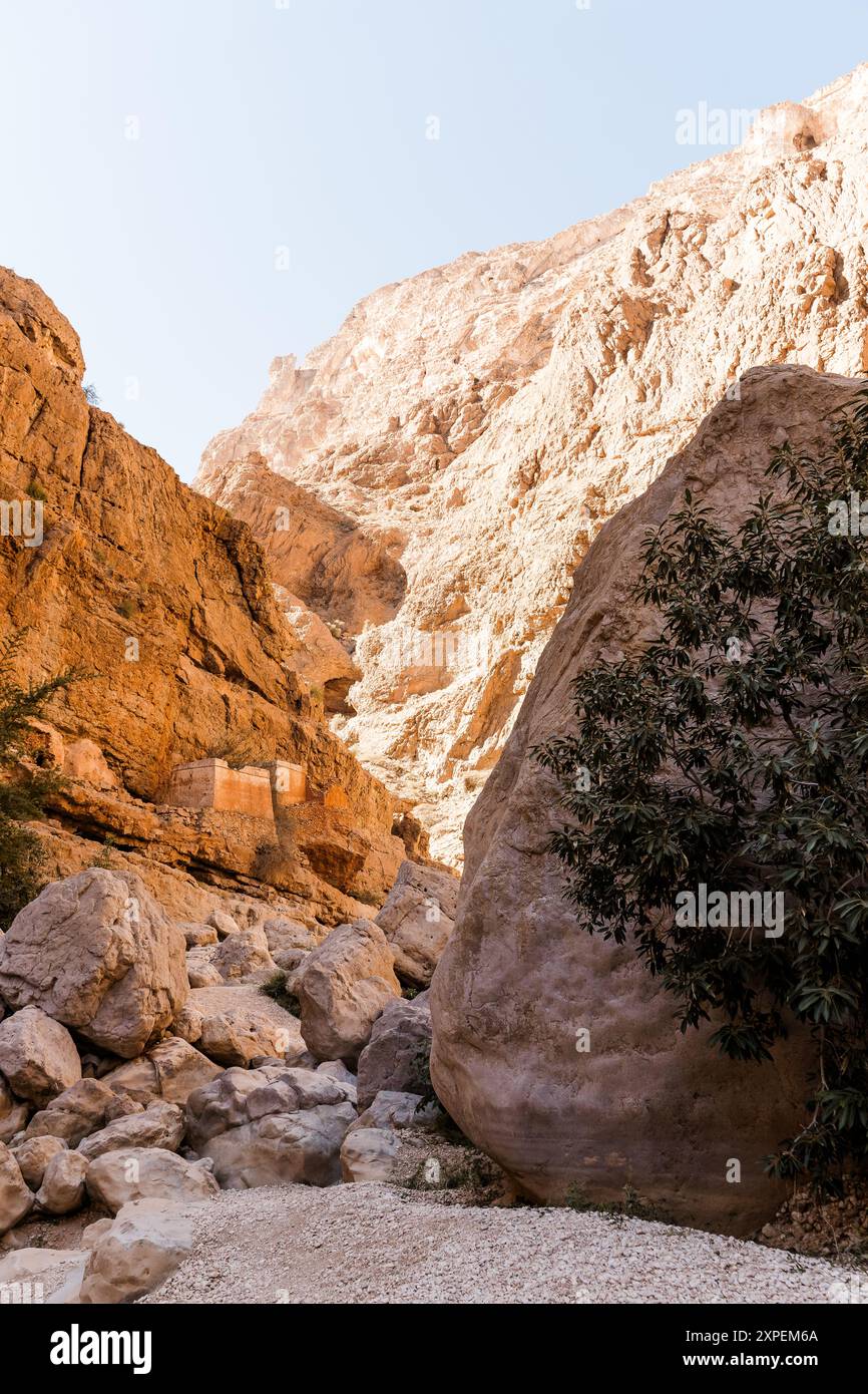Wadi Shab, Canyon, valley, oasis with blue waters to swim close to ...
