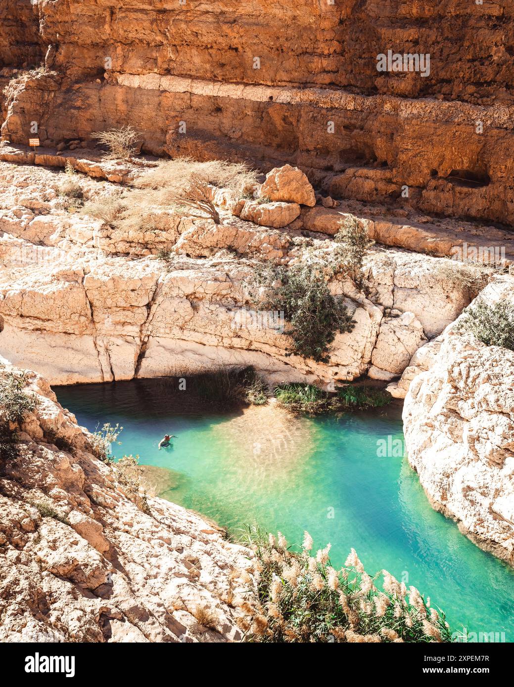 Wadi Shab, Canyon, valley, oasis with blue waters to swim close to ...