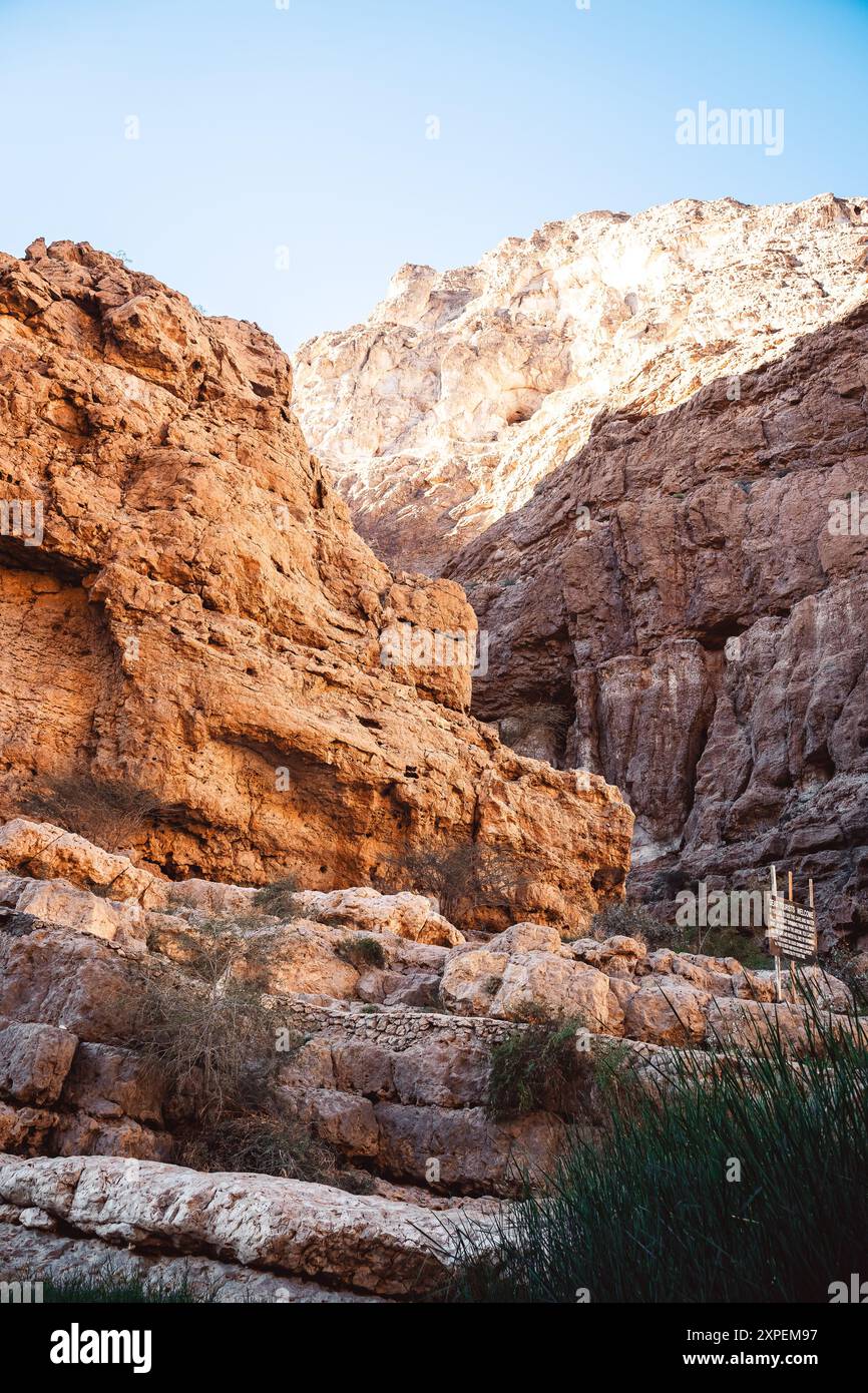 Wadi Shab, Canyon, valley, oasis with blue waters to swim close to ...