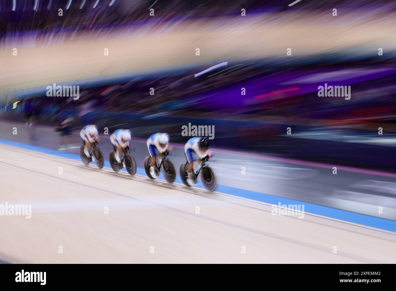 Paris, France, 5 August, 2024. Team France during the Cycling Track Men ...