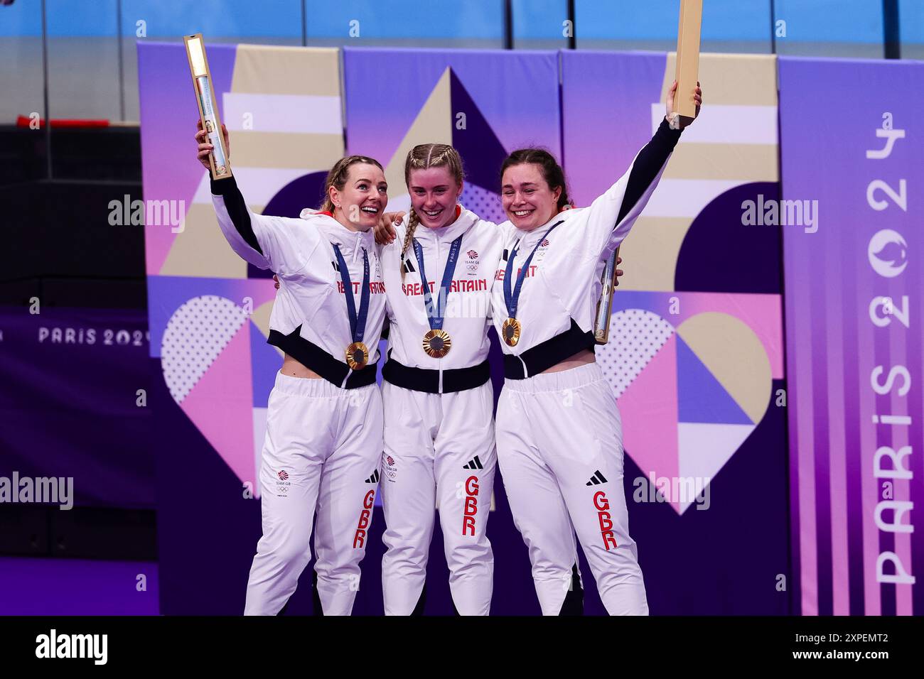 Paris, France, 5 August, 2024. Katy Marchant, Sophie Capewell and Emma ...