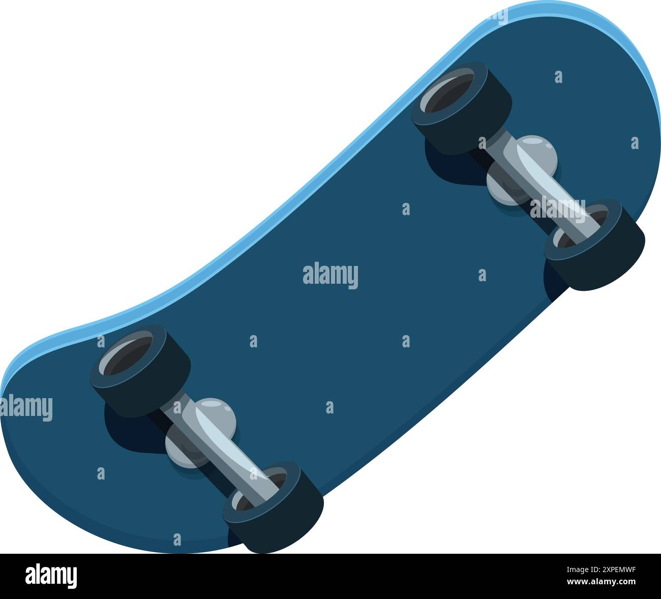 Blue skateboard deck in cartoon style with trucks and wheels Stock ...