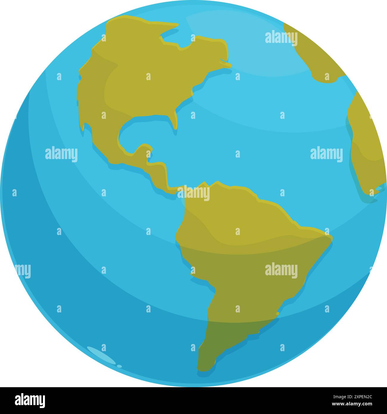 Cartoon planet earth rotating showing north and south america on blue ...