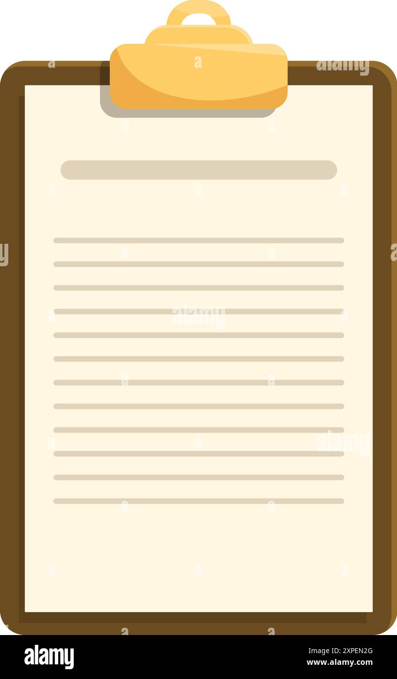 Clipboard with a blank paper is showing empty lines ready for notes ...