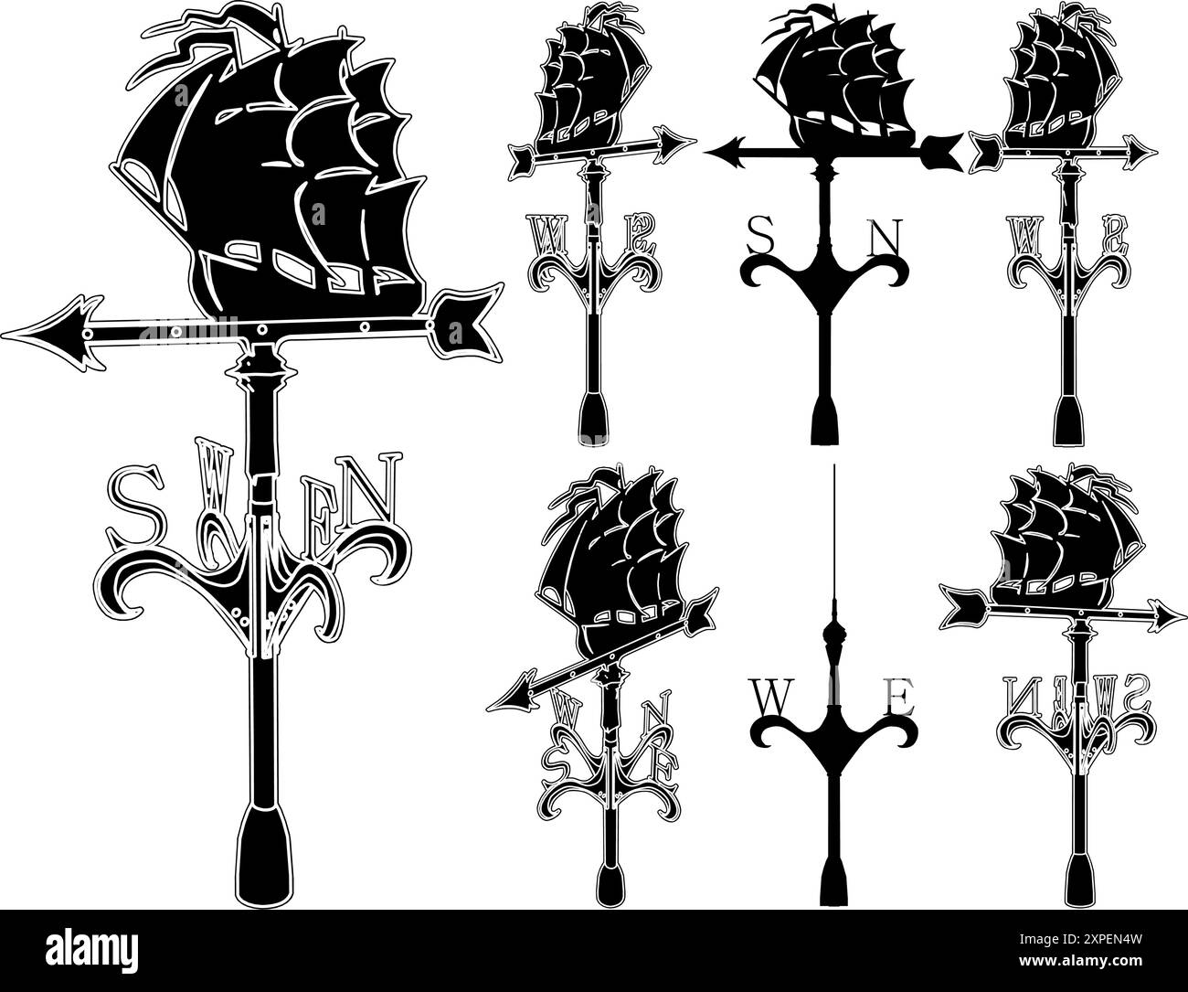 Weather Vane Vector. An Illustration Of a Traditional Wind Vane With a ...