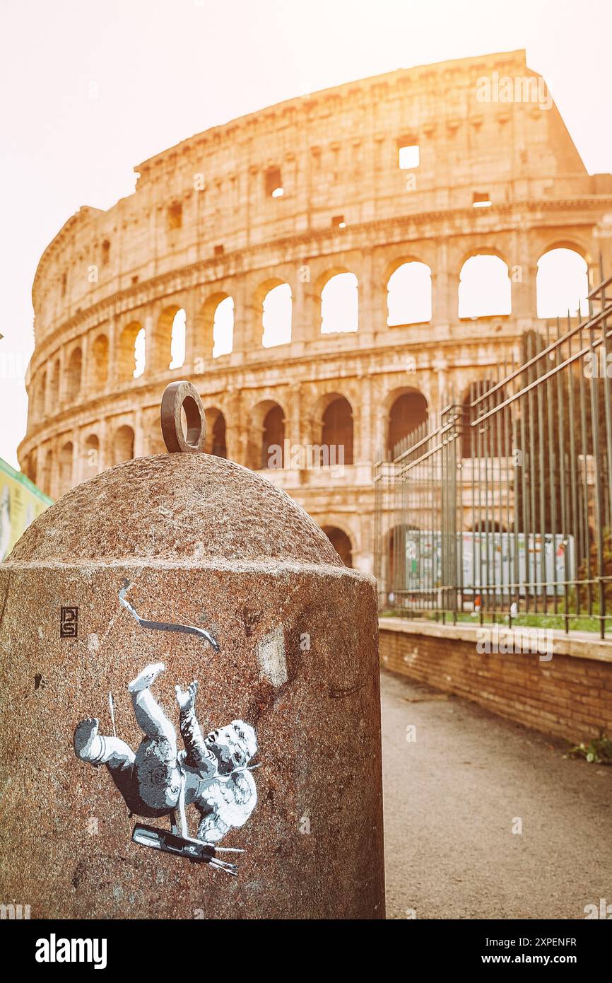 Rome, Italy, February 20, 2020. The Colosseum rises majestically in the ...