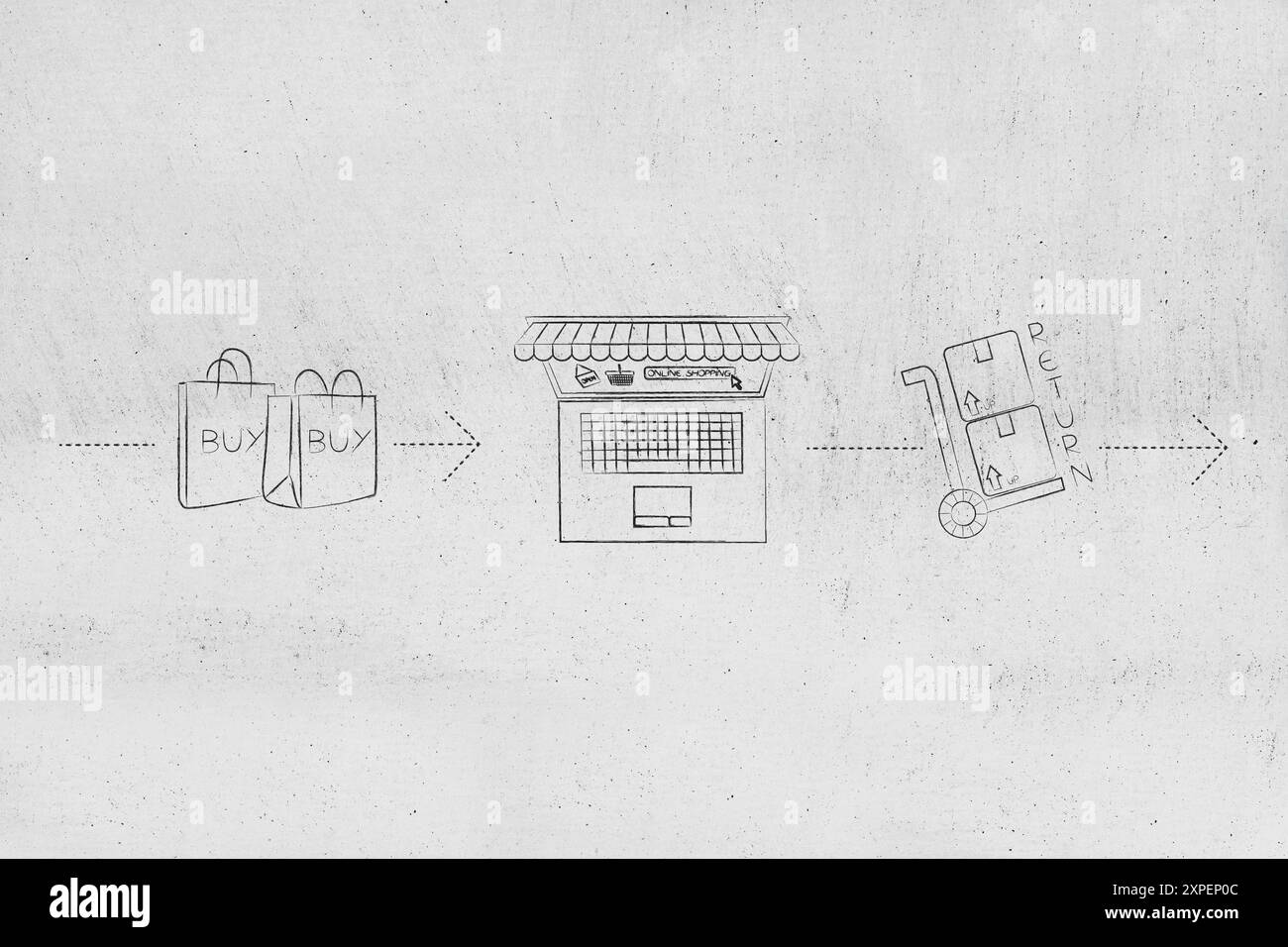 buy and return shopping bag with digital device and return parcels ...