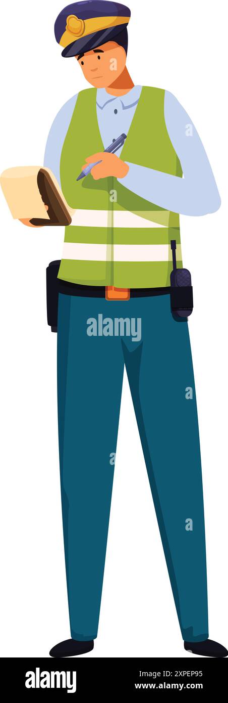 Police officer writing on notepad, policeman wearing uniform standing ...