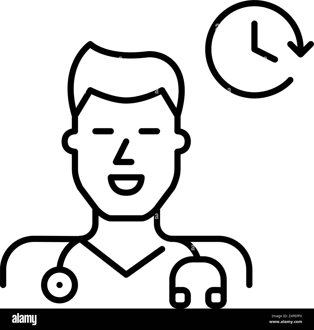 General practitioner with stethoscope and clock. Health clinic working ...