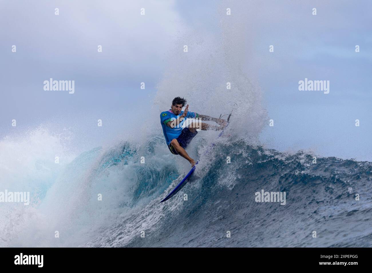 Gabriel Medina, of Brazil, rides a wave during the men's bronze medal ...