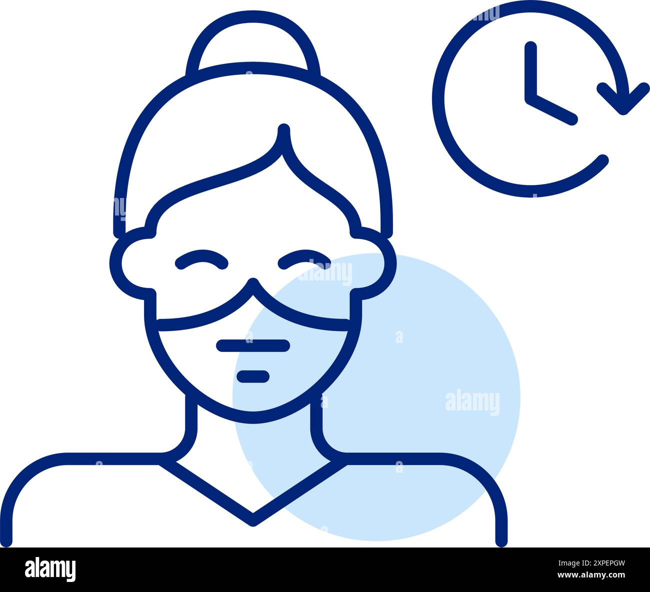 Nurse wearing surgical mask and clock. Health clinic working hours ...