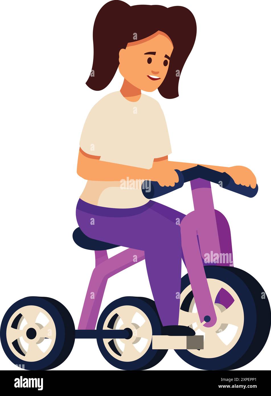 Little girl riding a tricycle, learning to ride a bike, childhood ...