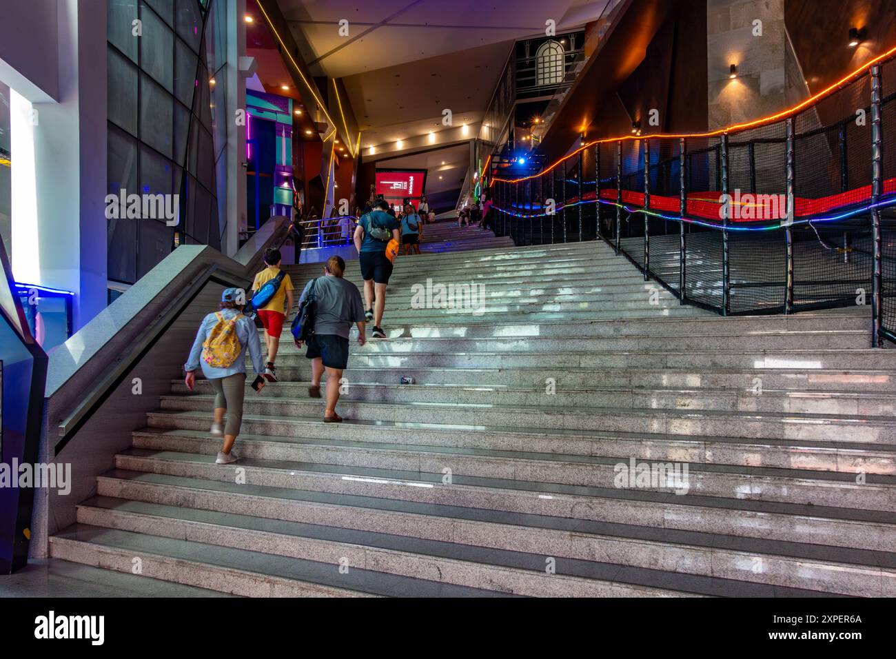A family walking up a staircase on entry to The Komtar Tower in George ...