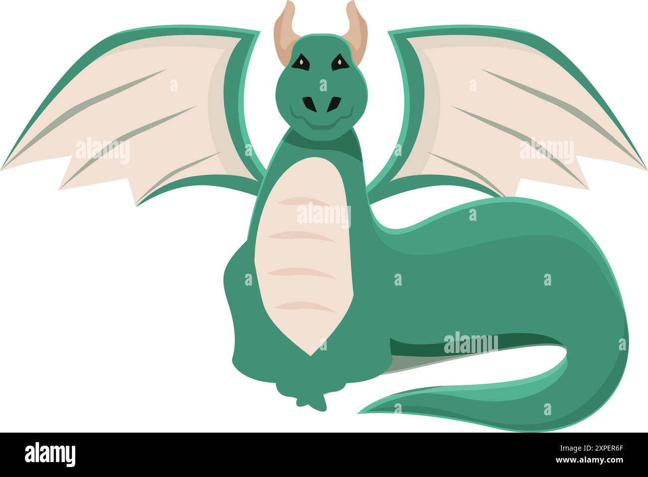 Green smiling dragon sitting spreading its wings Stock Vector Image ...