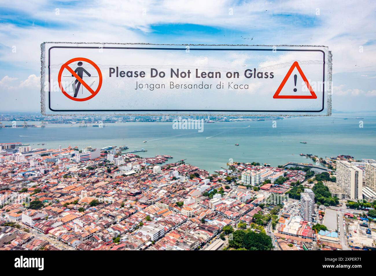 A notice on a Window at 'The Top', Komtar Tower, George Town, Penang ...