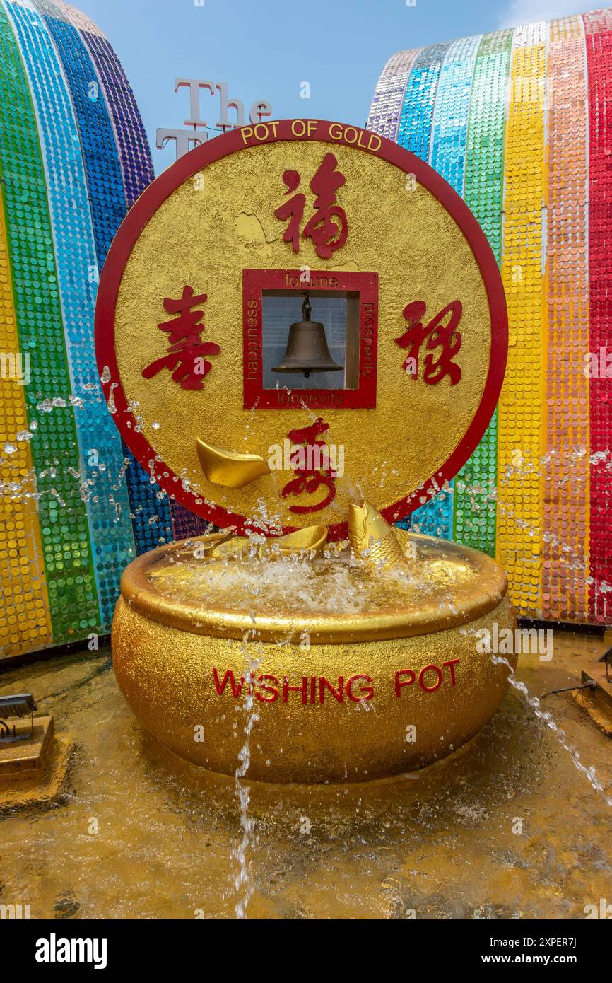 A wishing bell and pot at 'The Top', Komtar Tower, George Town, Penang ...