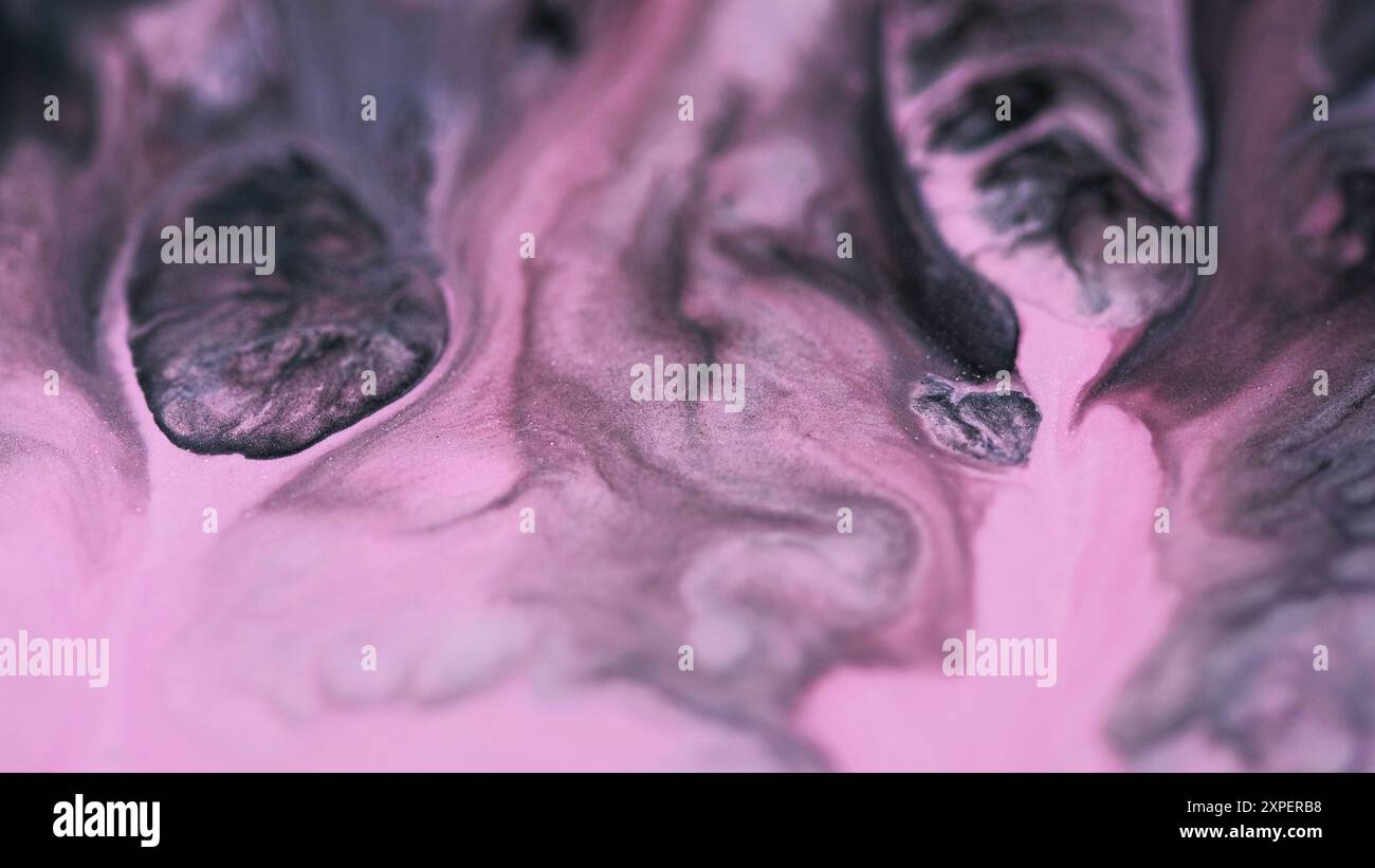 Ink paint. Glitter mix. Defocused pink black color pigment shimmering ...