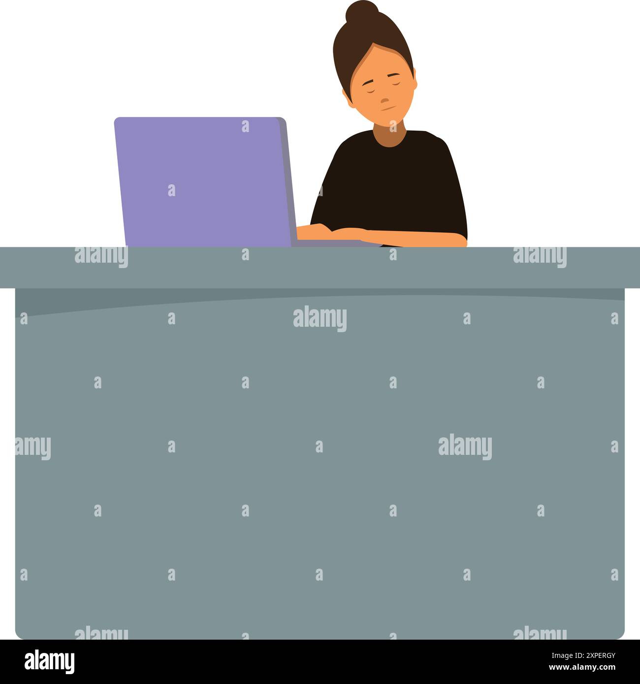 Cartoon exhausted employee sleeping on hi-res stock photography and ...