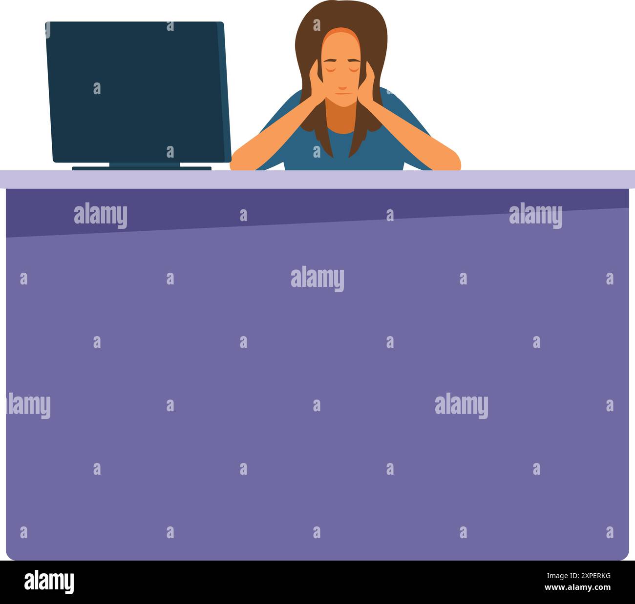 Unhappy businesswoman office desk Cut Out Stock Images & Pictures - Alamy