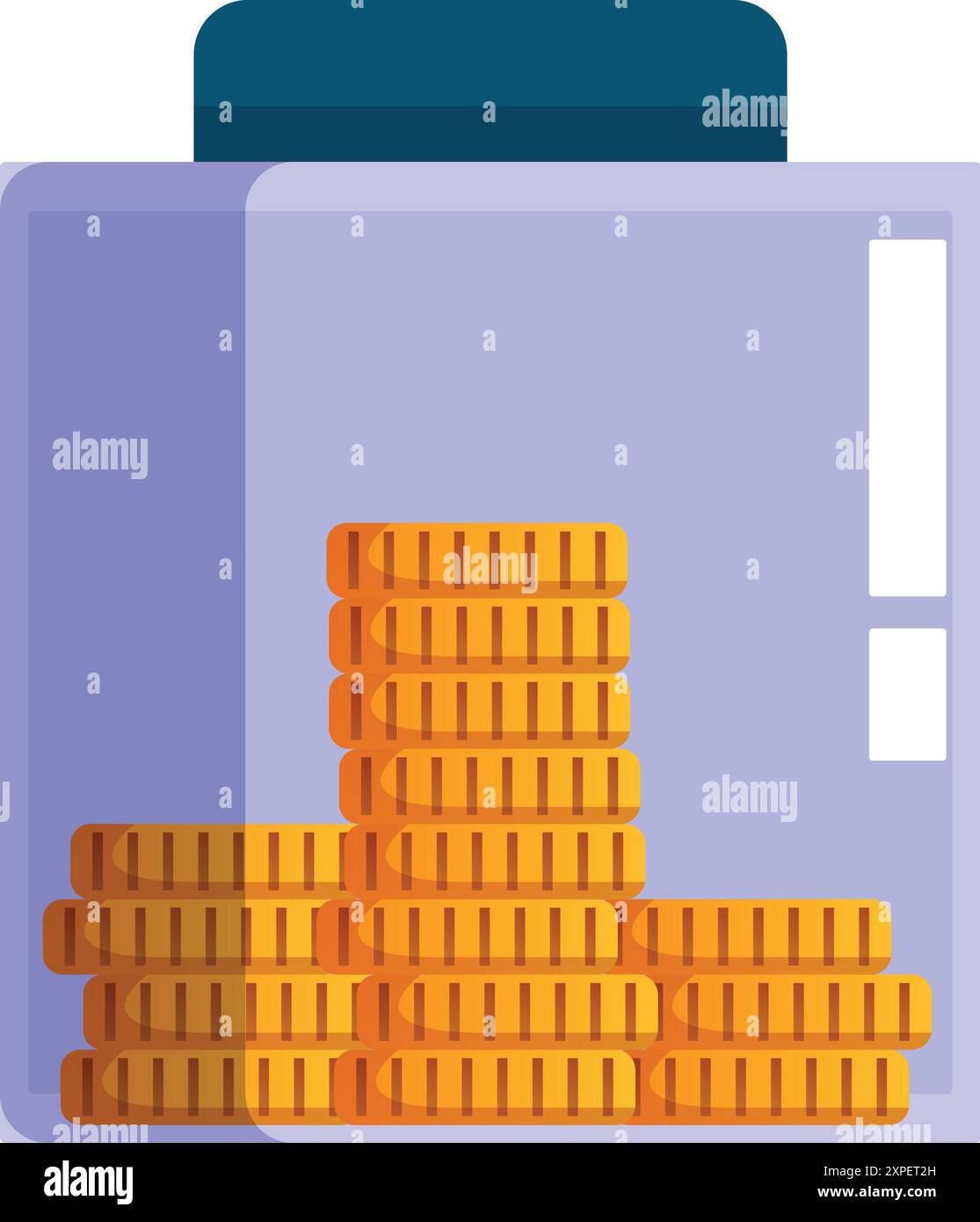Transparent moneybox full of golden coins, illustrating the concept of ...