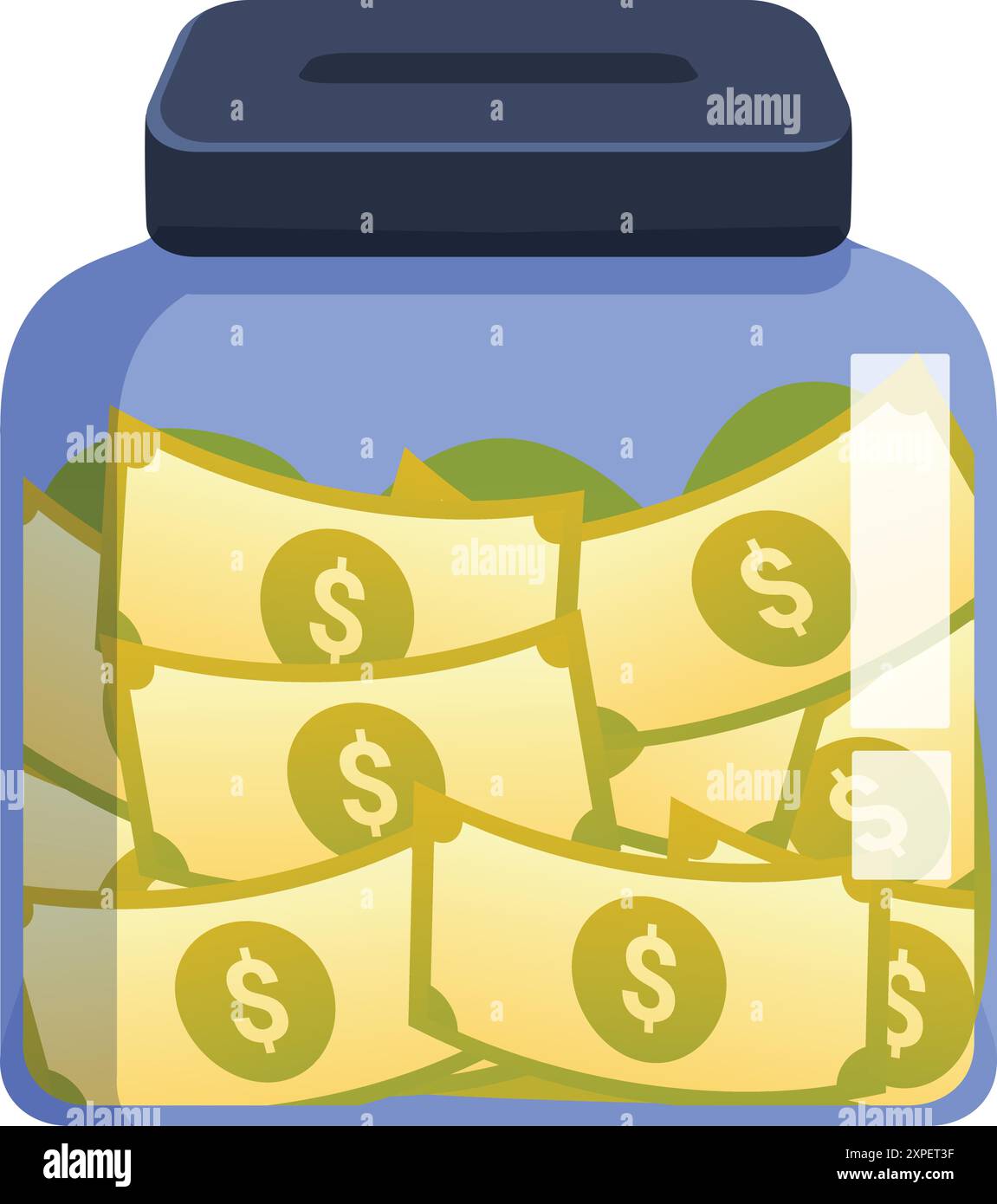 Glass money jar is overflowing with dollar bills Stock Vector Images ...
