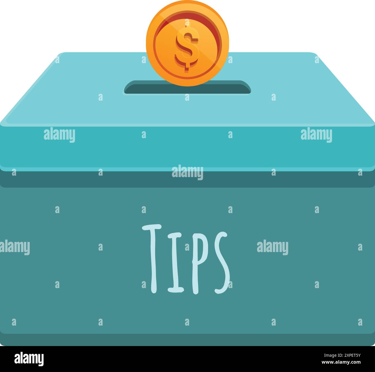 Blue tip box is receiving a golden coin donation, encouraging ...