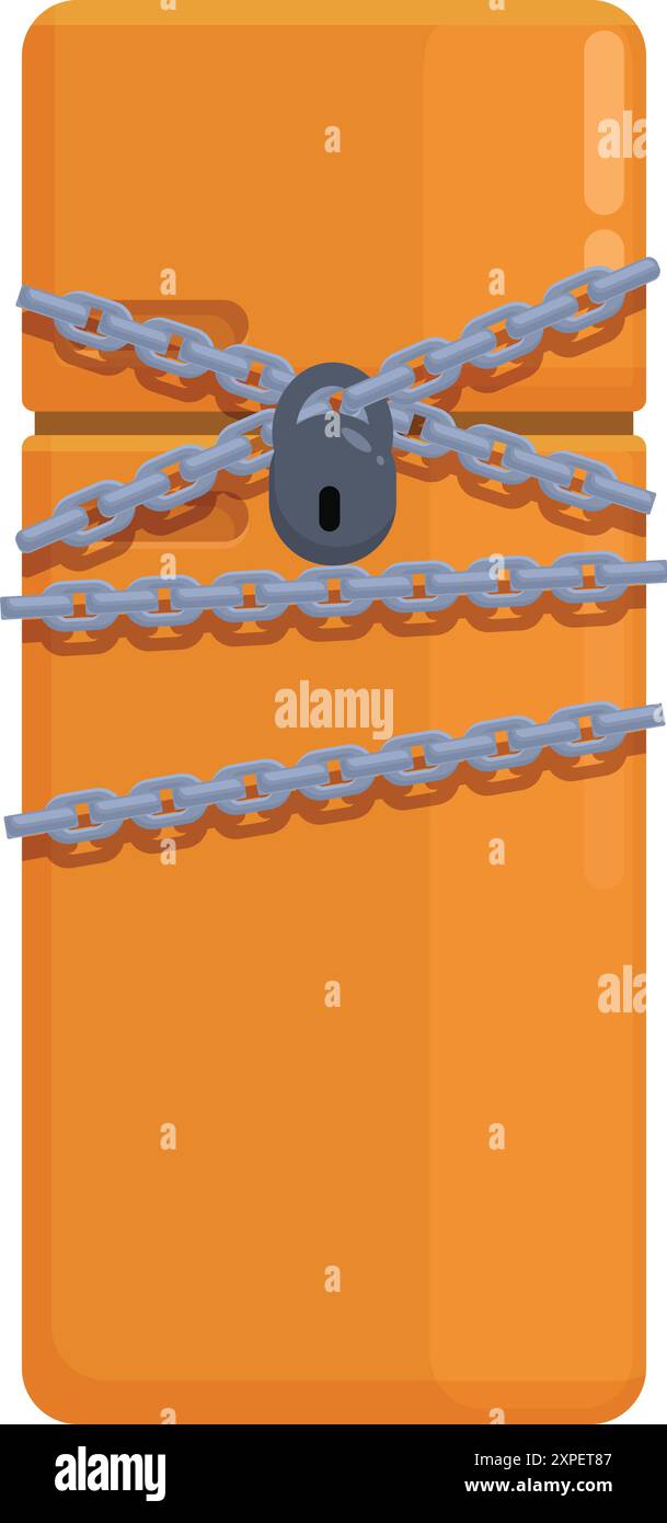Refrigerator secured with chains and a padlock symbolizes the ...