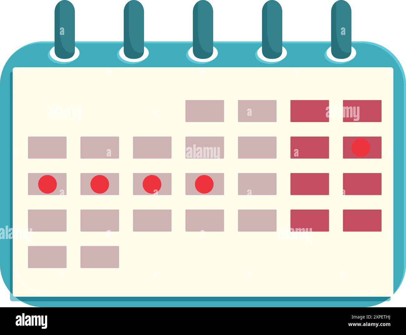 Blue calendar is open, showing important dates and appointments marked ...