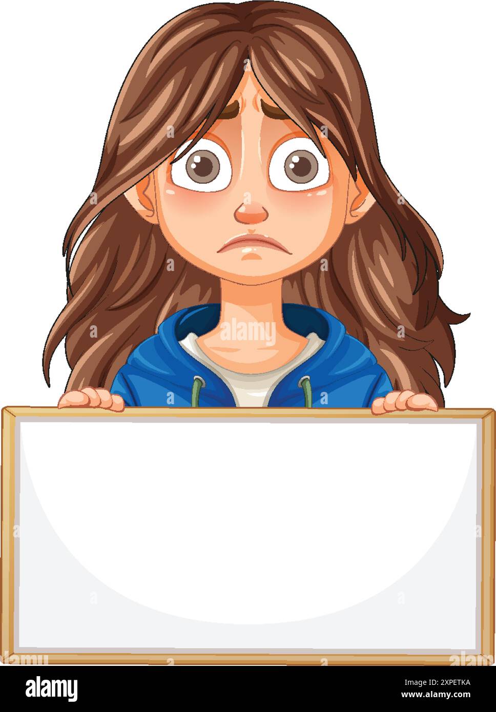 Girl with sad expression holding blank sign Stock Vector Image & Art ...