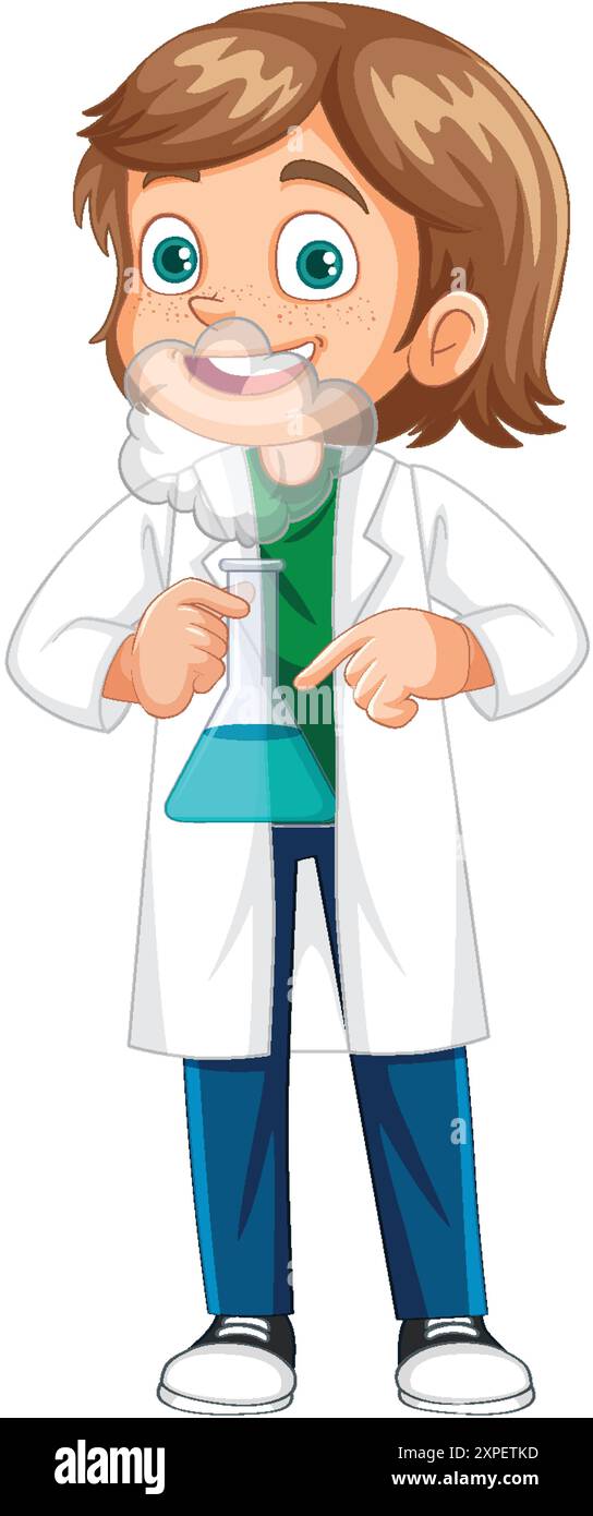 Cartoon scientist holding a bubbling beaker Stock Vector Image & Art ...