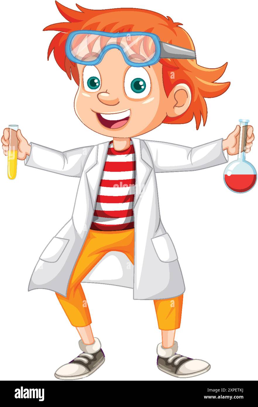 Child holding test tubes in a lab coat Stock Vector Image & Art - Alamy