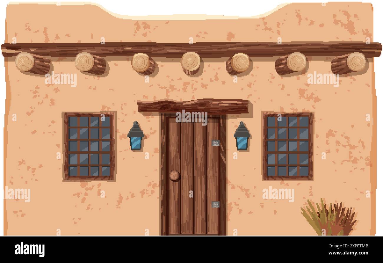 Illustration of a rustic adobe house Stock Vector Image & Art - Alamy
